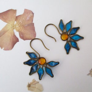 Aros de cobre, aros boho, aros color bronce, aros hippies de resina ...