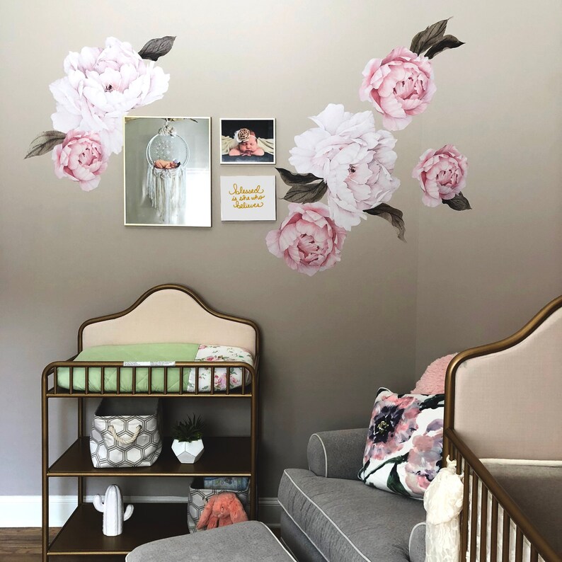 Mix and Match Blush Pink Peony Wallpaper Decals Floral - Etsy