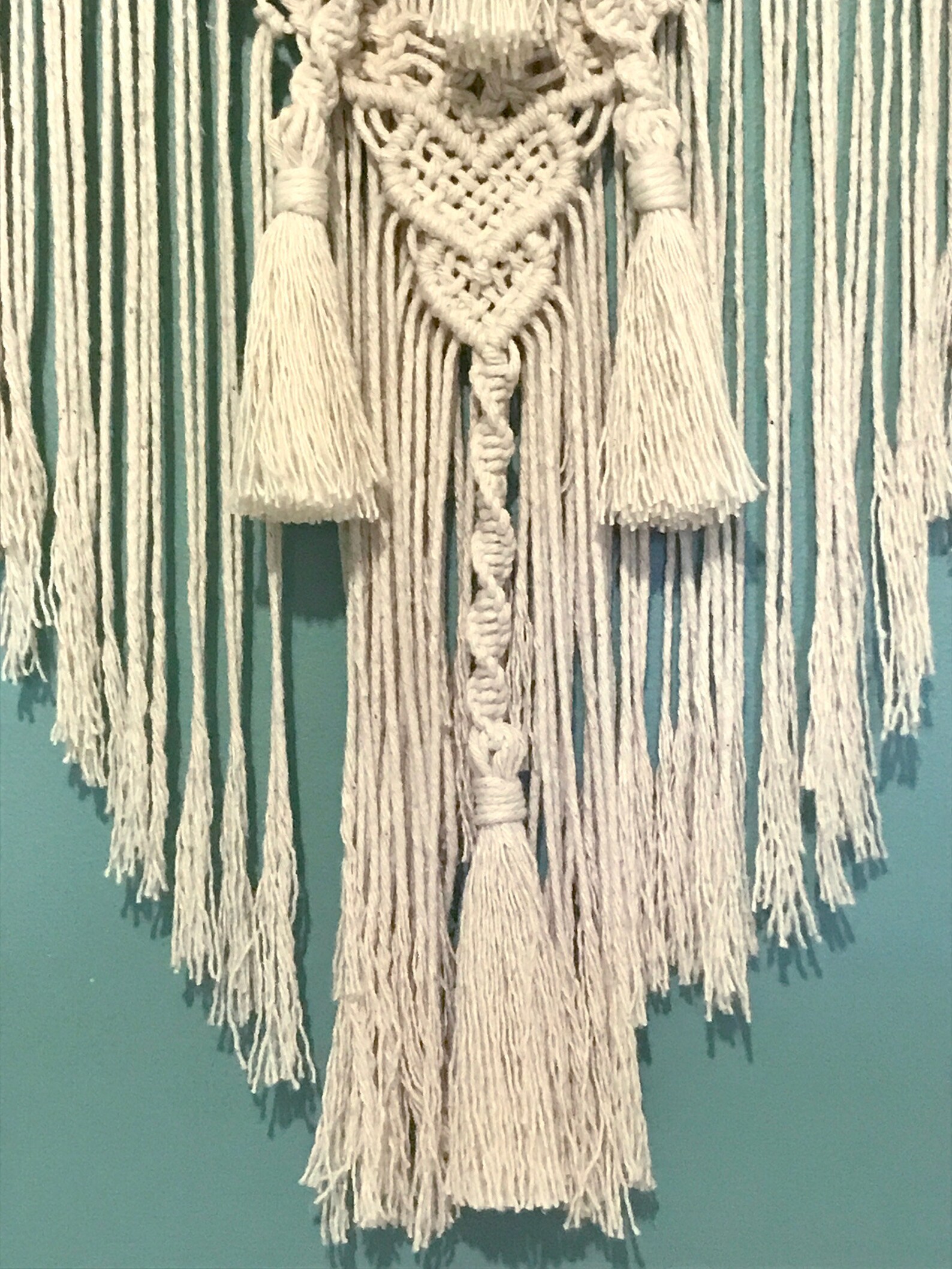 Boho macrame wall hanging featuring hearts and tassels with | Etsy