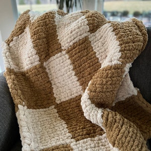 Checkered Chunky Knit Blanket - Etsy