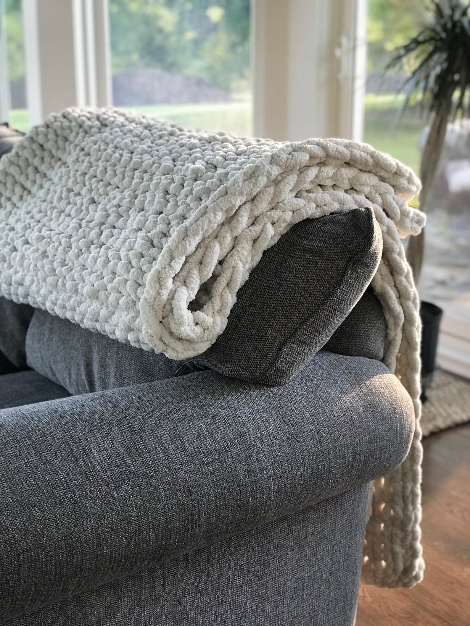 Chunky Hand Knit Chenille Blanket | Etsy Chunky Hand Knit Chenille Blanket | Etsy
