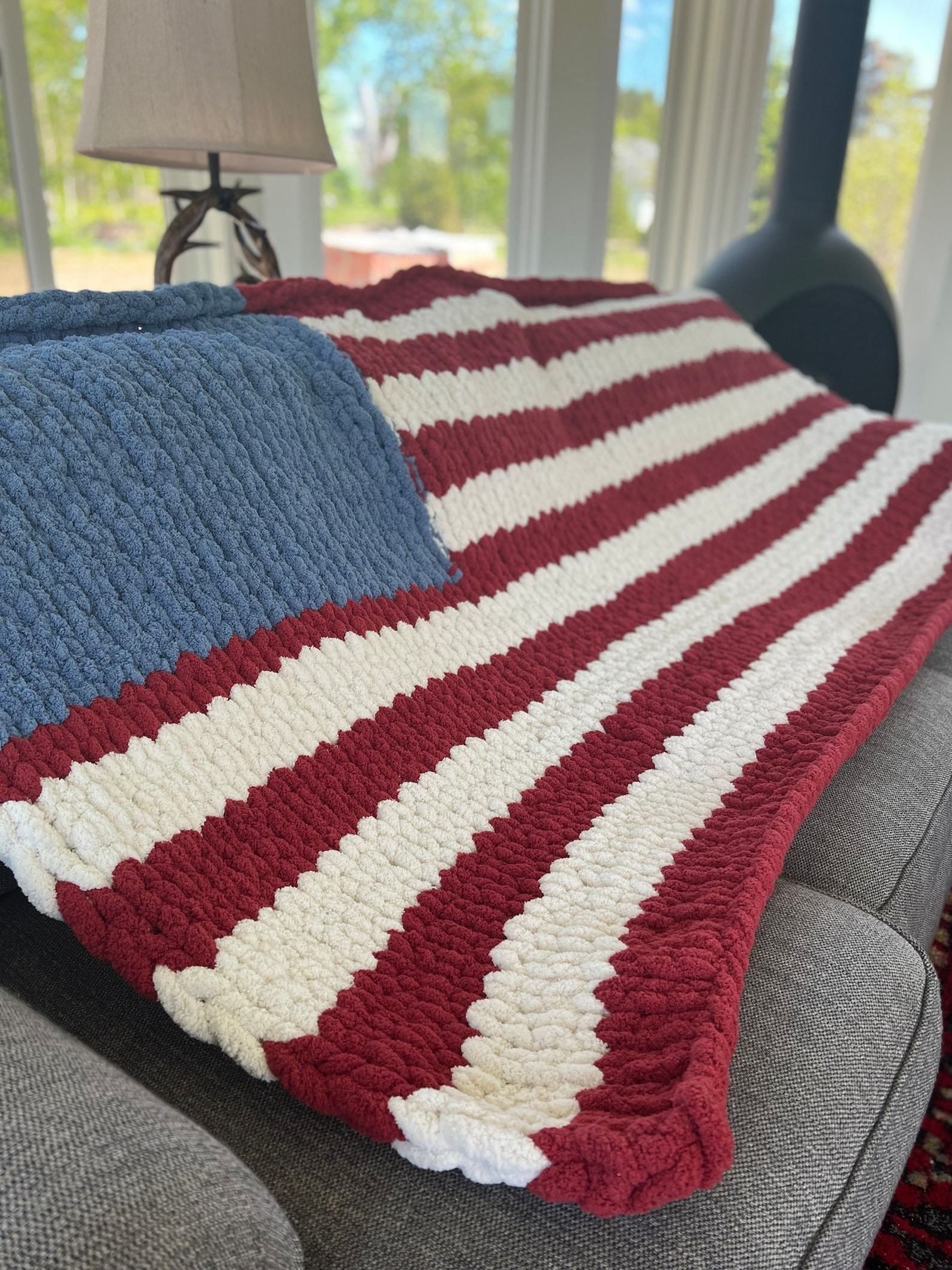 Chunky Knit American Flag Blanket - Etsy