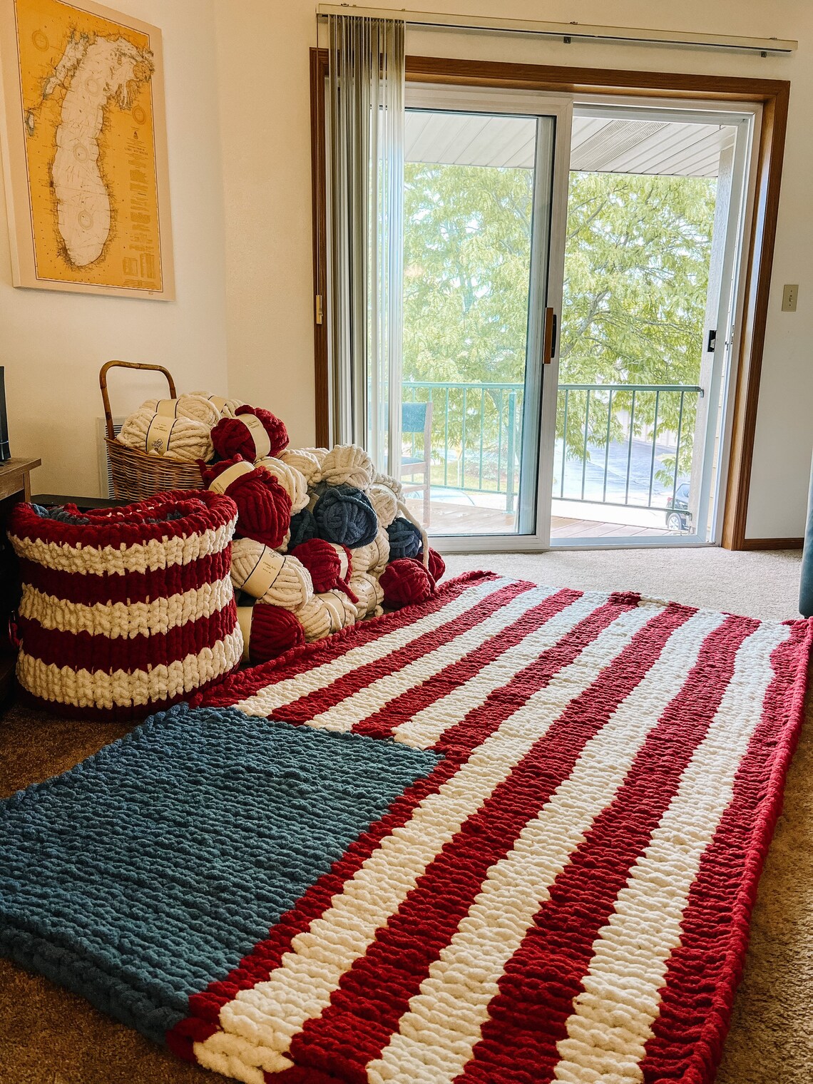 Chunky Knit American Flag Blanket - Etsy