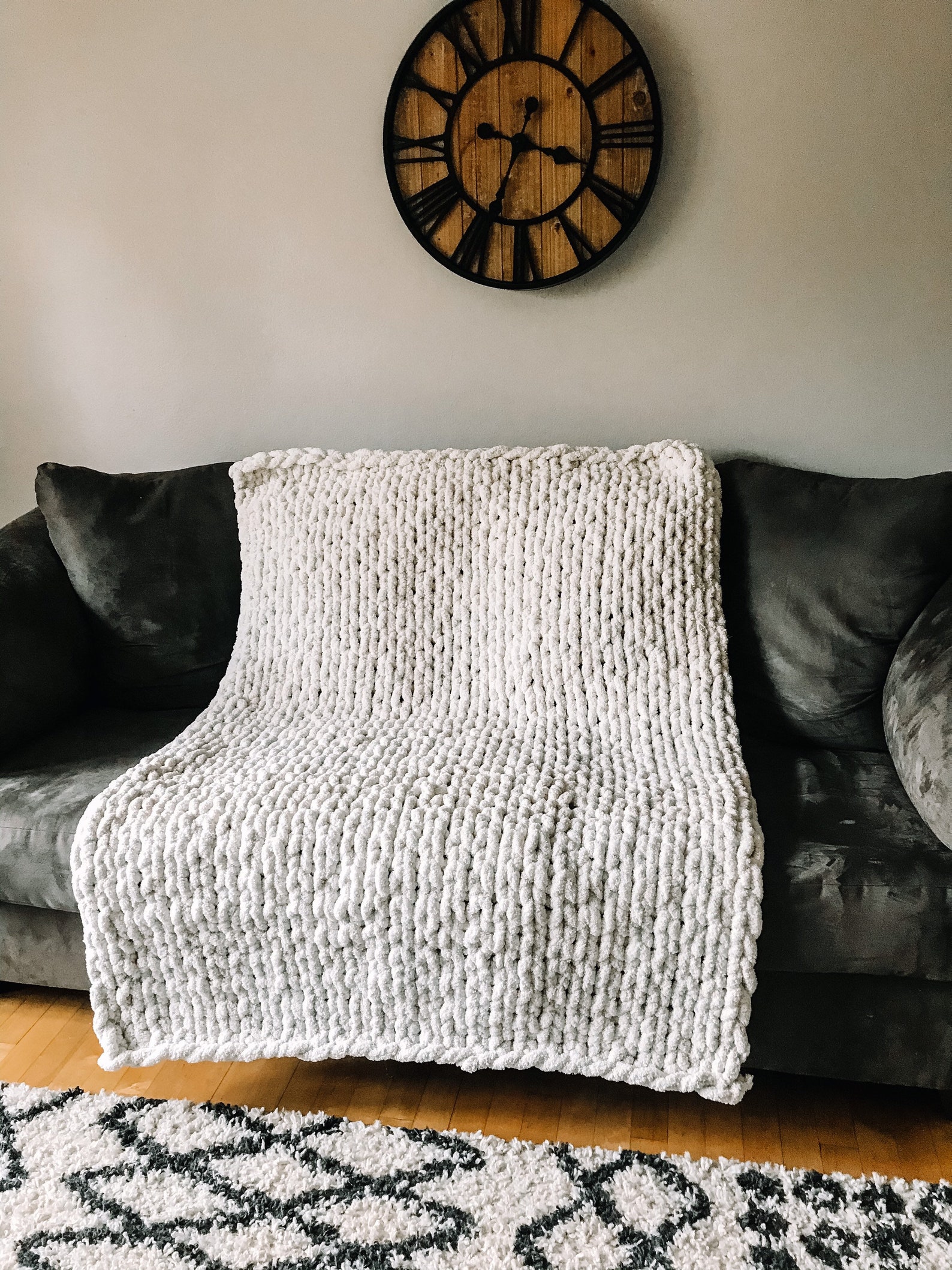 Chunky Hand Knit Chenille Blanket | Etsy Chunky Hand Knit Chenille Blanket | Etsy