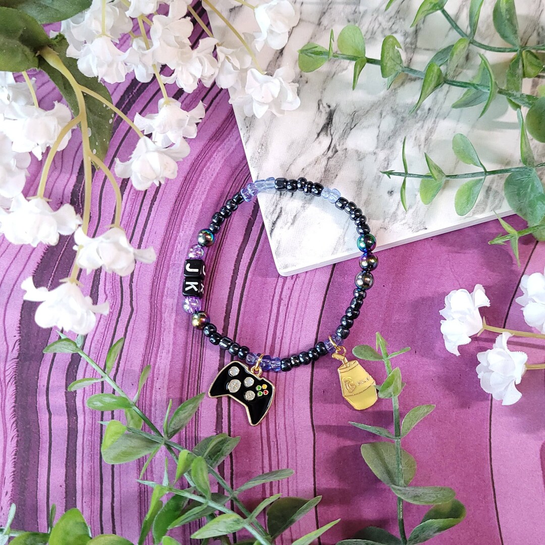 JK Inspired Banana Milk Gamer Charm BTS Bracelets, Jungkook Beaded ...