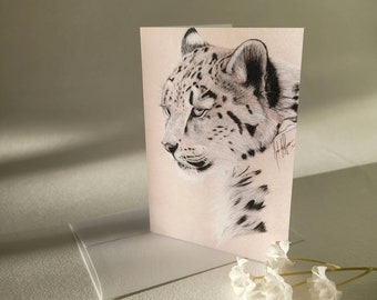 Snow Leopard Birthday Card - Etsy