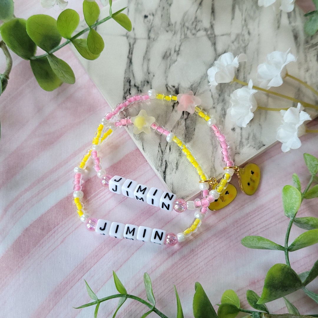 Jimin Inspired Yellow and Pink Charm BTS Bracelets (2 Versions!), Kpop ...