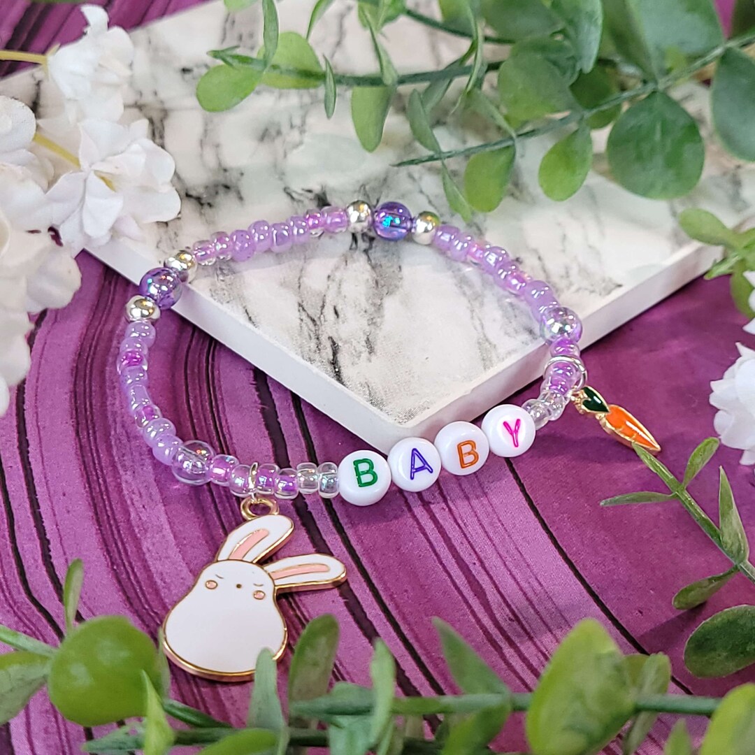 JK Inspired "baby" Bunny and Carrot Charm Bracelets, Maknae Jungkook ...