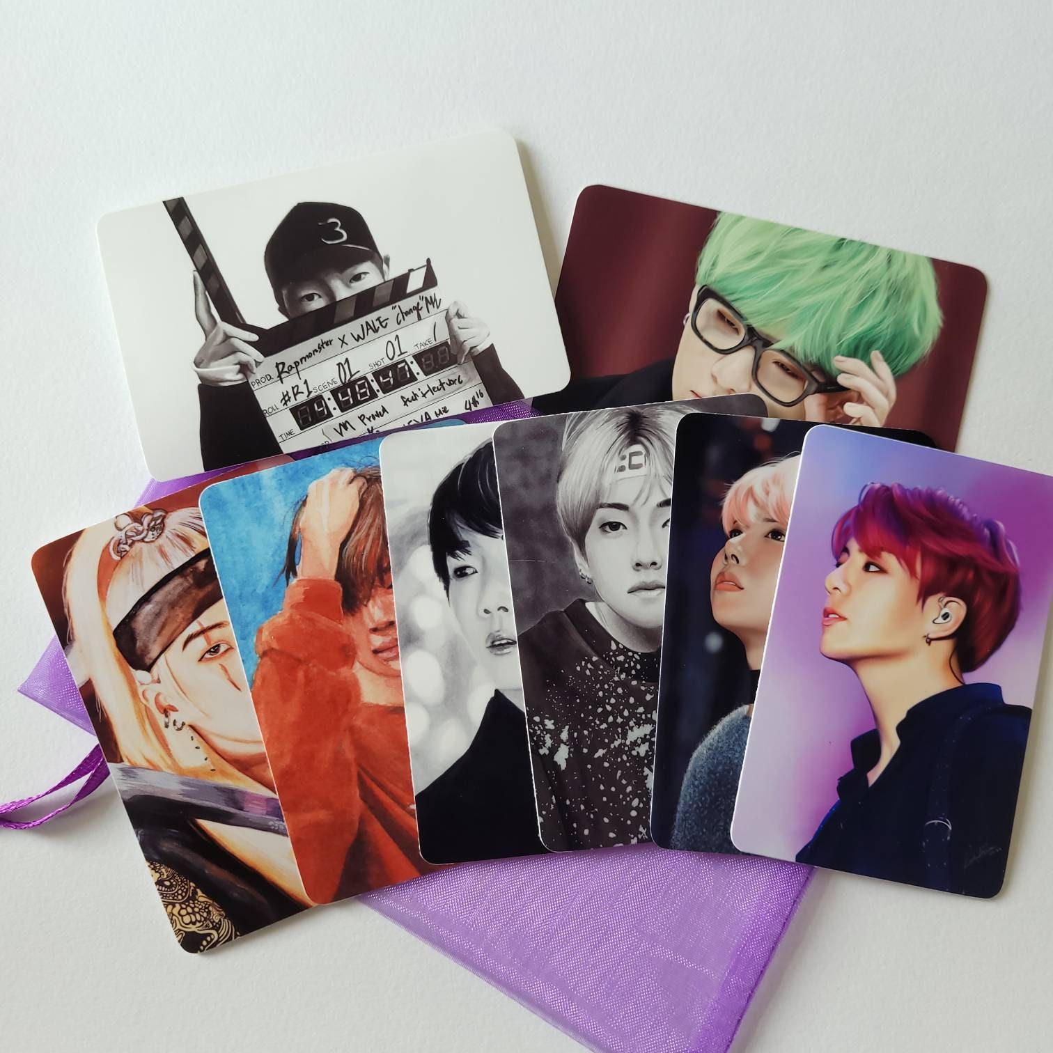 Original Art Fanmade BTS Small Photocards Jin, RM, Suga, Jhope, Jimin ...