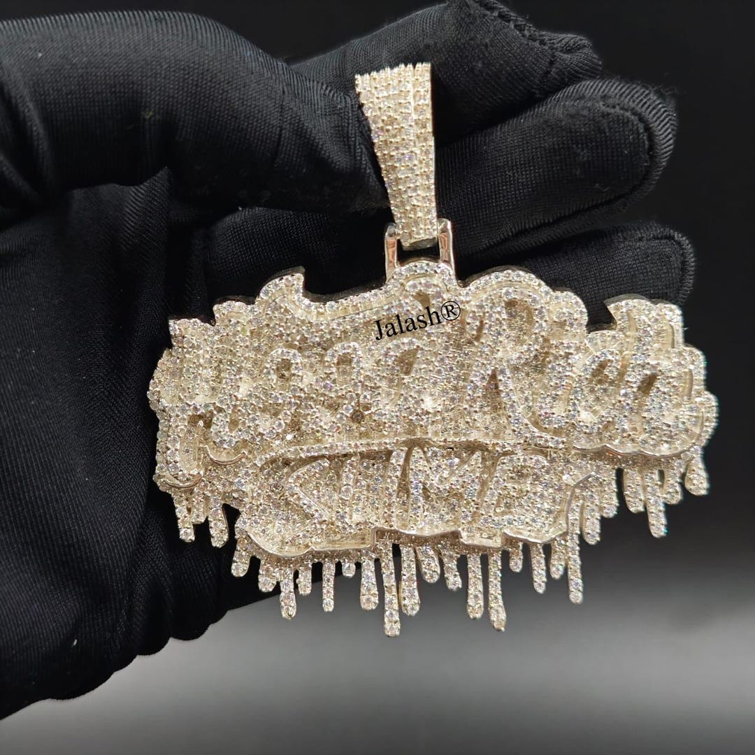 Iced Out Customized Letter Pendant /men's Diamond Drip Pendant / 925 ...