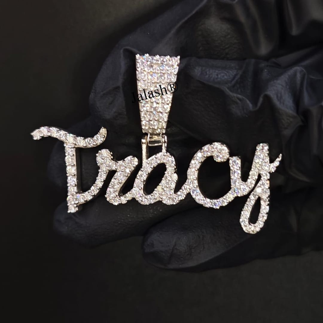 Custom Diamond Charm Initial Letter Name Pendant Attractive Cursive ...