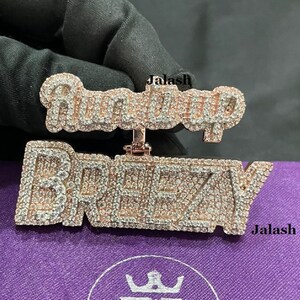 Moissanite Name Pendant/ Breezy Name Iced Moissanite Charm / Iced Name ...