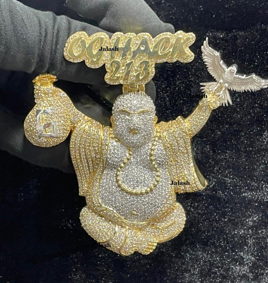 Iced Real Moissanite Buddha Pendant/ Men's Custom Statue Pendant ...