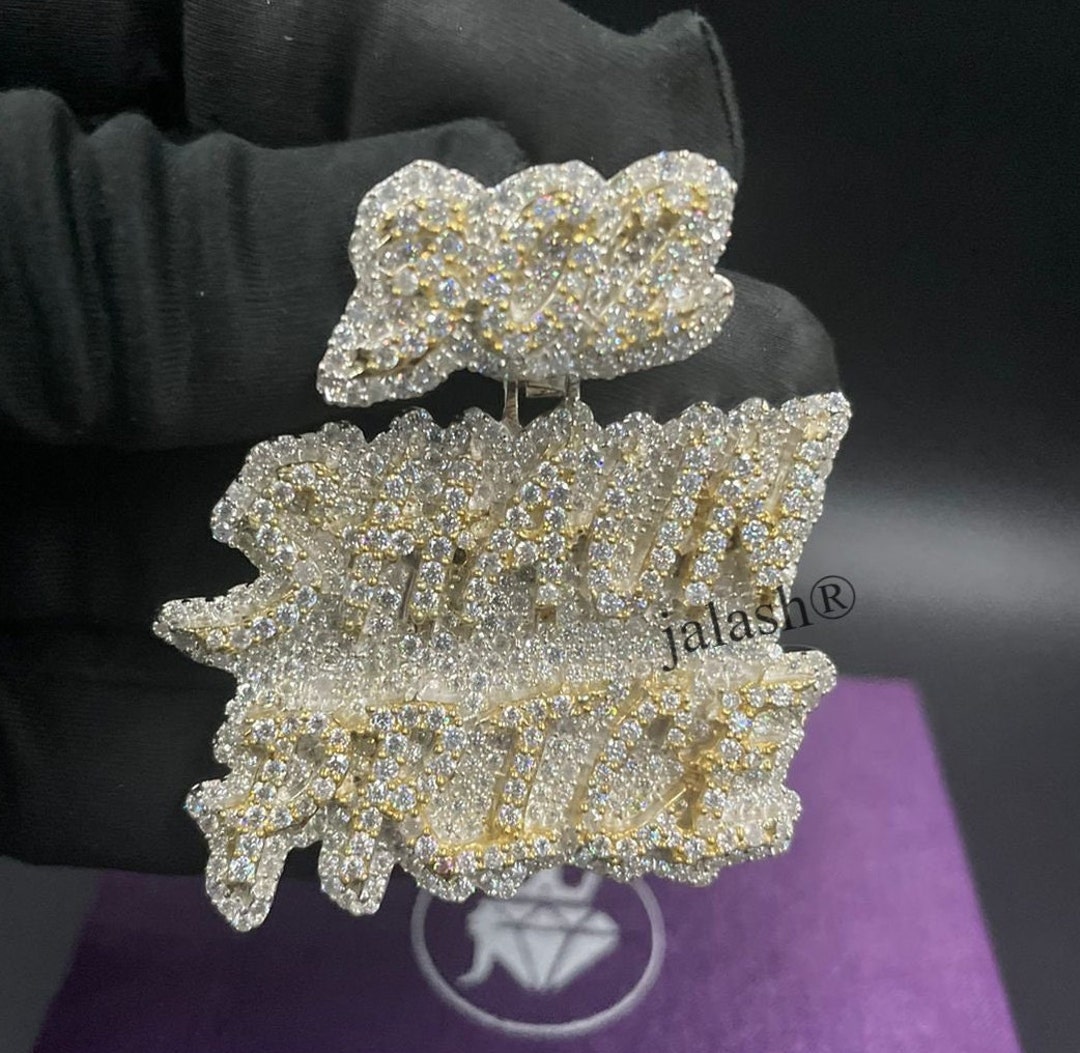 Moissanite Iced Custom 925 Silver Rapper Pendant - Etsy