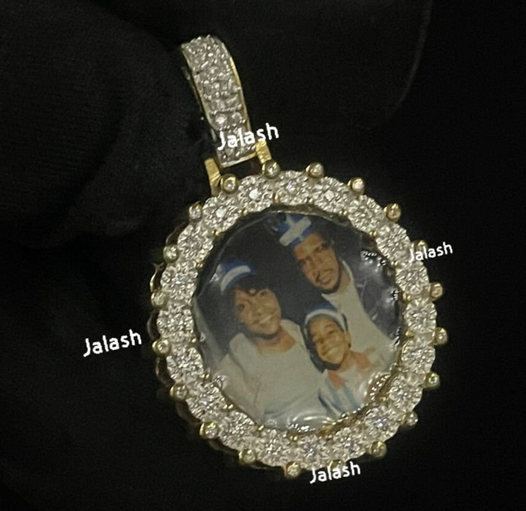 Memorial Picture Pendant for Men's / Engrave RIP Pendant / Studded ...