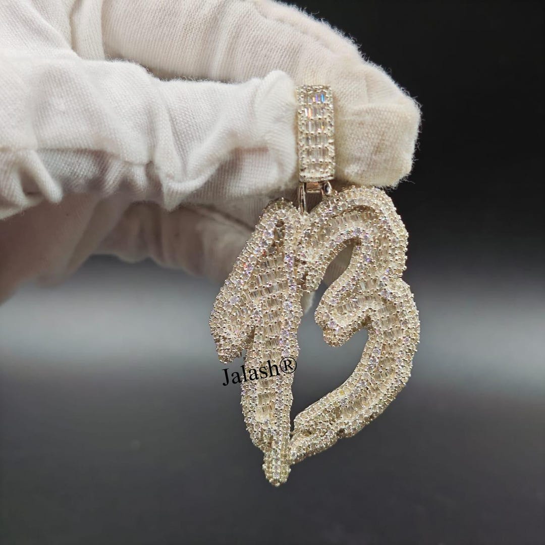 Iced Moissanite Number Pendant: Custom Lucky Number, 925 Silver - Etsy