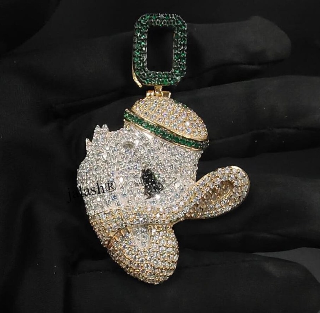 Iced Donald Duck Pendant: Multi-color Cubic Zirconia, 925 Silver - Etsy
