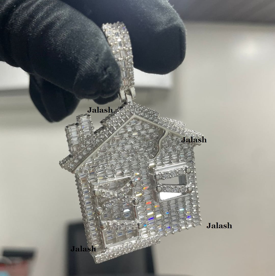 Iced Trap House Pendant / Moissanite Iced Out Pendant /men's Trap House ...
