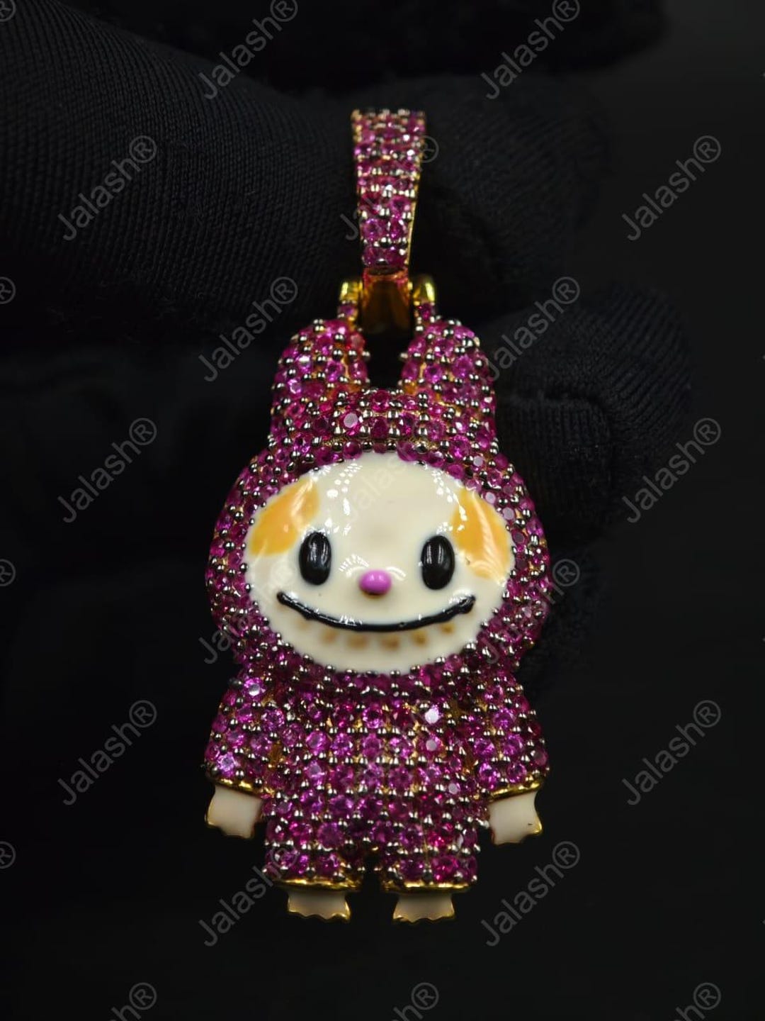 Trending Labubu Doll Lab Created Diamond Unisex Pendant in Real 925 ...