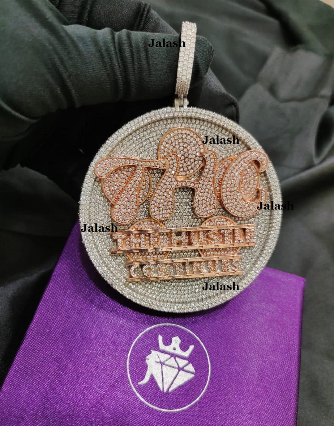 Iced Moissanite Custom Pendant: Men's Personalized Name Logo, Two-tone ...