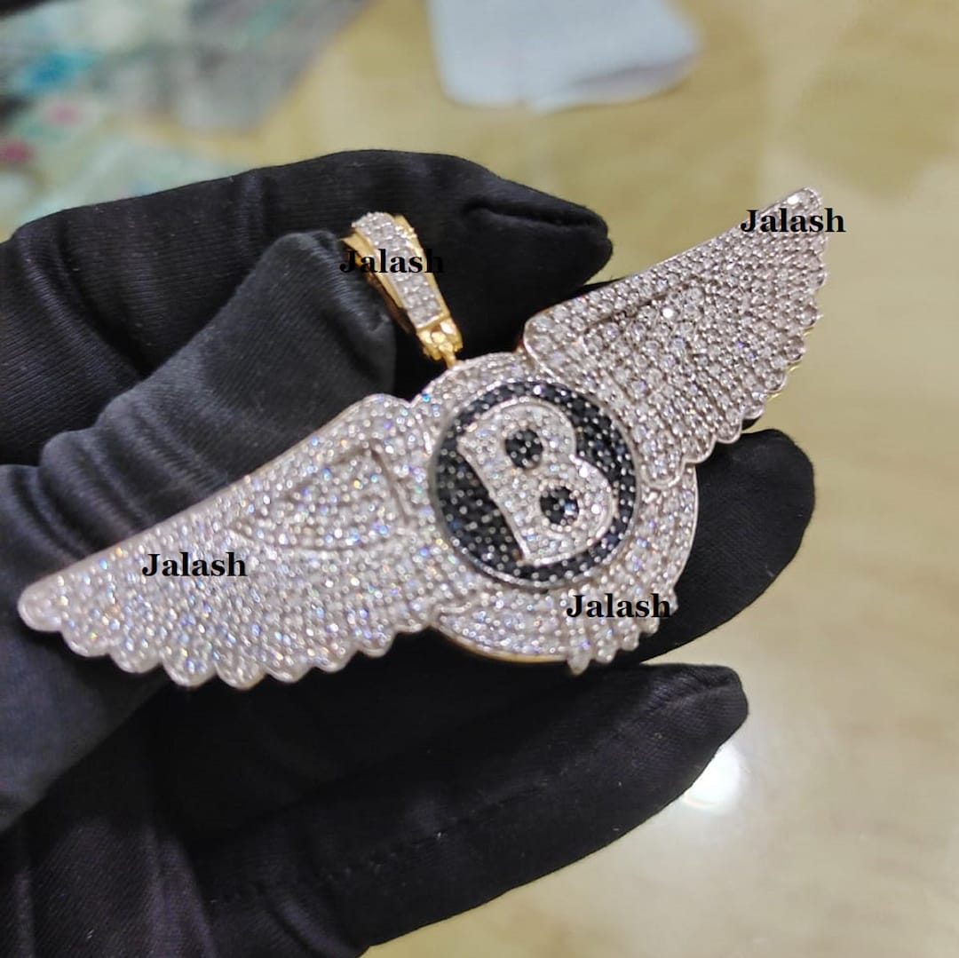 Iced Moissanite Bentley Car Logo Pendant /natural Diamond Bentley Logo ...