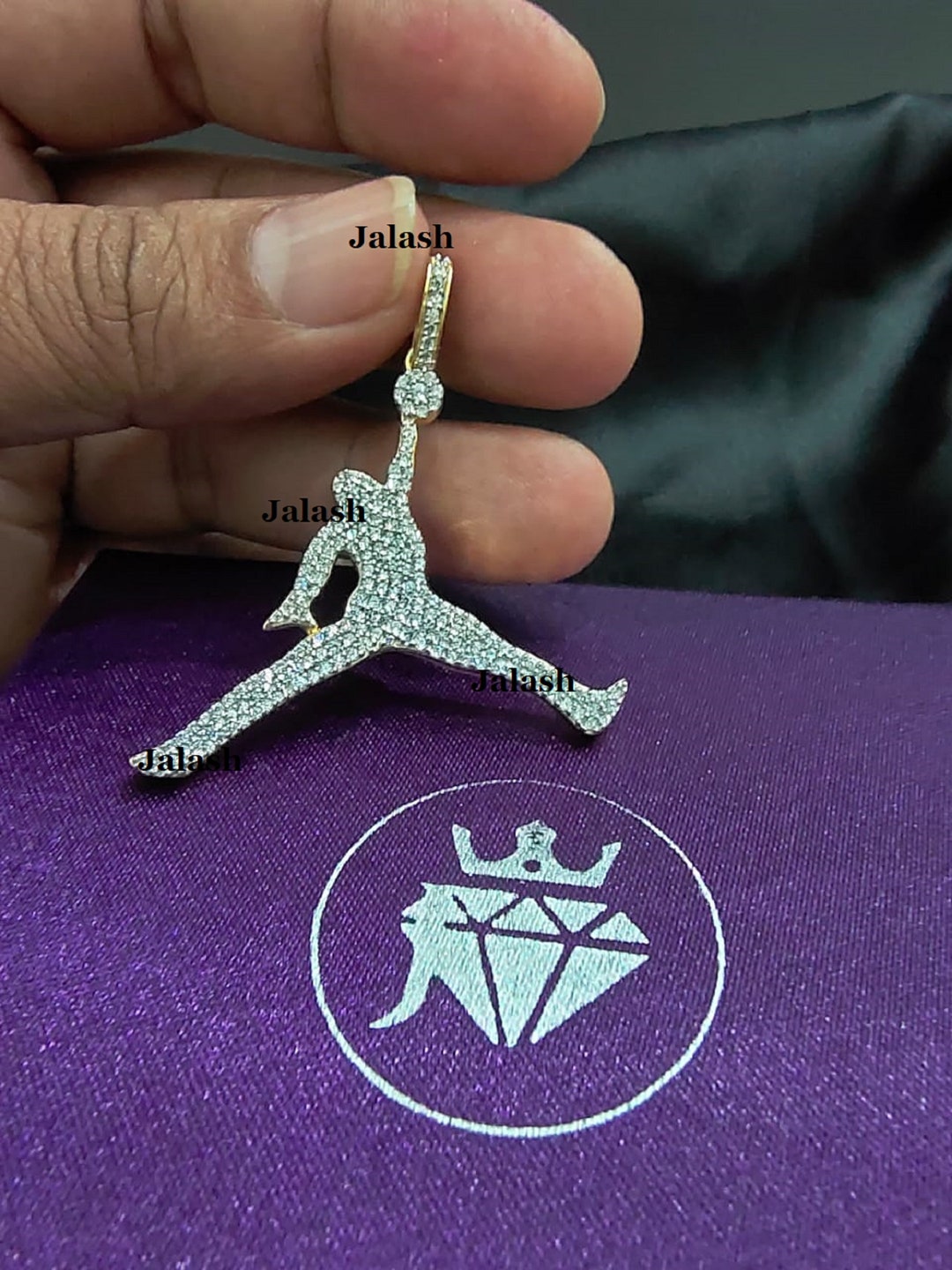 Iced Moissanite Jordan Pendant: Real 925 Sterling Silver Charm - Etsy