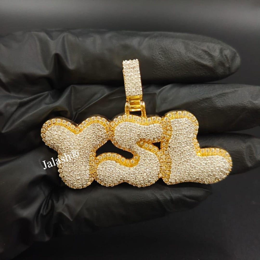 Custom "ysl" Iced Moissanite Pendant: 925 Silver Charm - Etsy
