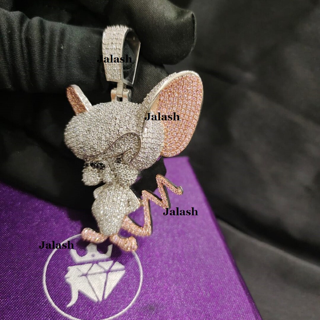 Jerry Cat Iced Moissanite Pendant / Cartoon Tom and Jerry Cat Charm ...