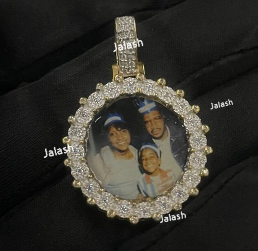 Memorial Picture Pendant for Men's / Engrave RIP Pendant / Studded ...