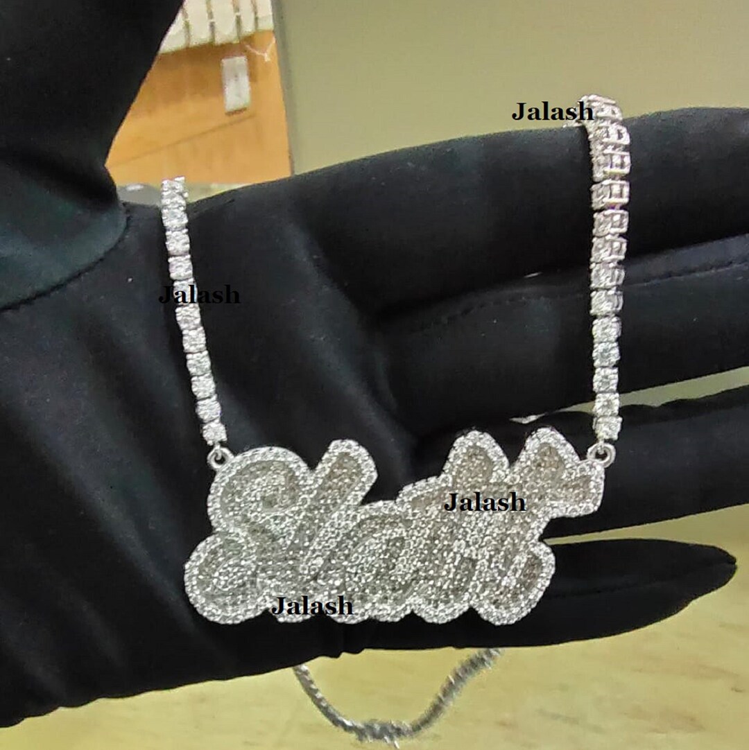 Men's Custom SLATT Pendant, Iced Moissanite Slatt With Tennis Chain ...