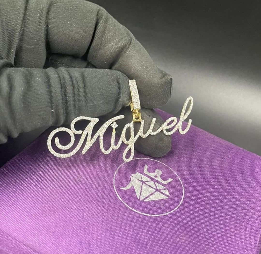 Stylish Cursive Letter Pendant / 100% Tester Passing Moissanite Jewelry ...