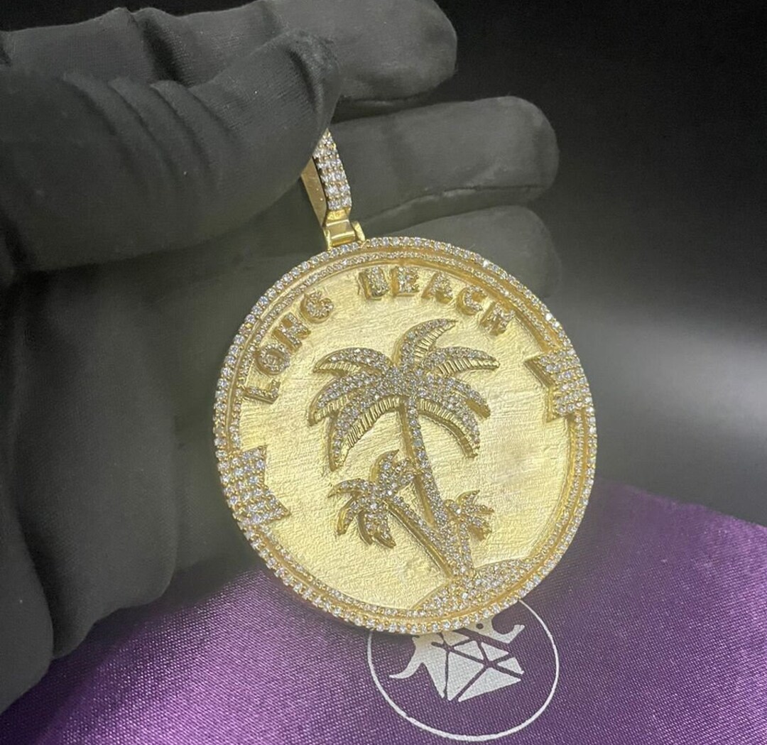 New Style Real Moissanite Men's Pendant / long Beach Medallion Pendant ...