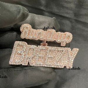 Moissanite Name Pendant/ Breezy Name Iced Moissanite Charm / Iced Name ...