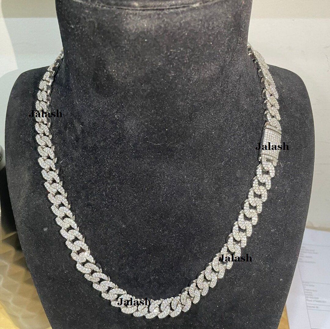 14k White Gold Plated Men's Round Diamond Tester Pass Moissanite ...