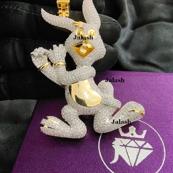 Gold With Diamond Rabbit Pendant - Etsy