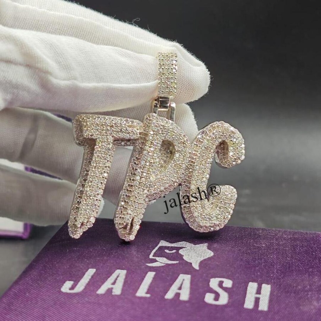 Men's tpc Letter Pendant / VVS Moissanite Pendant / Double Layer ...