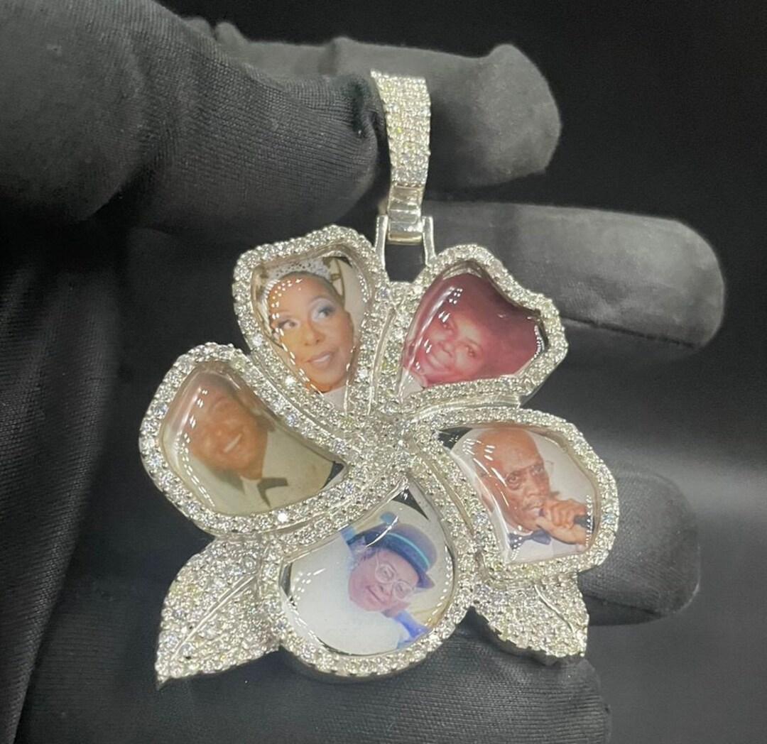 Men's Personalized Picture Pendant / Genuine Moissanite Flower RIP ...