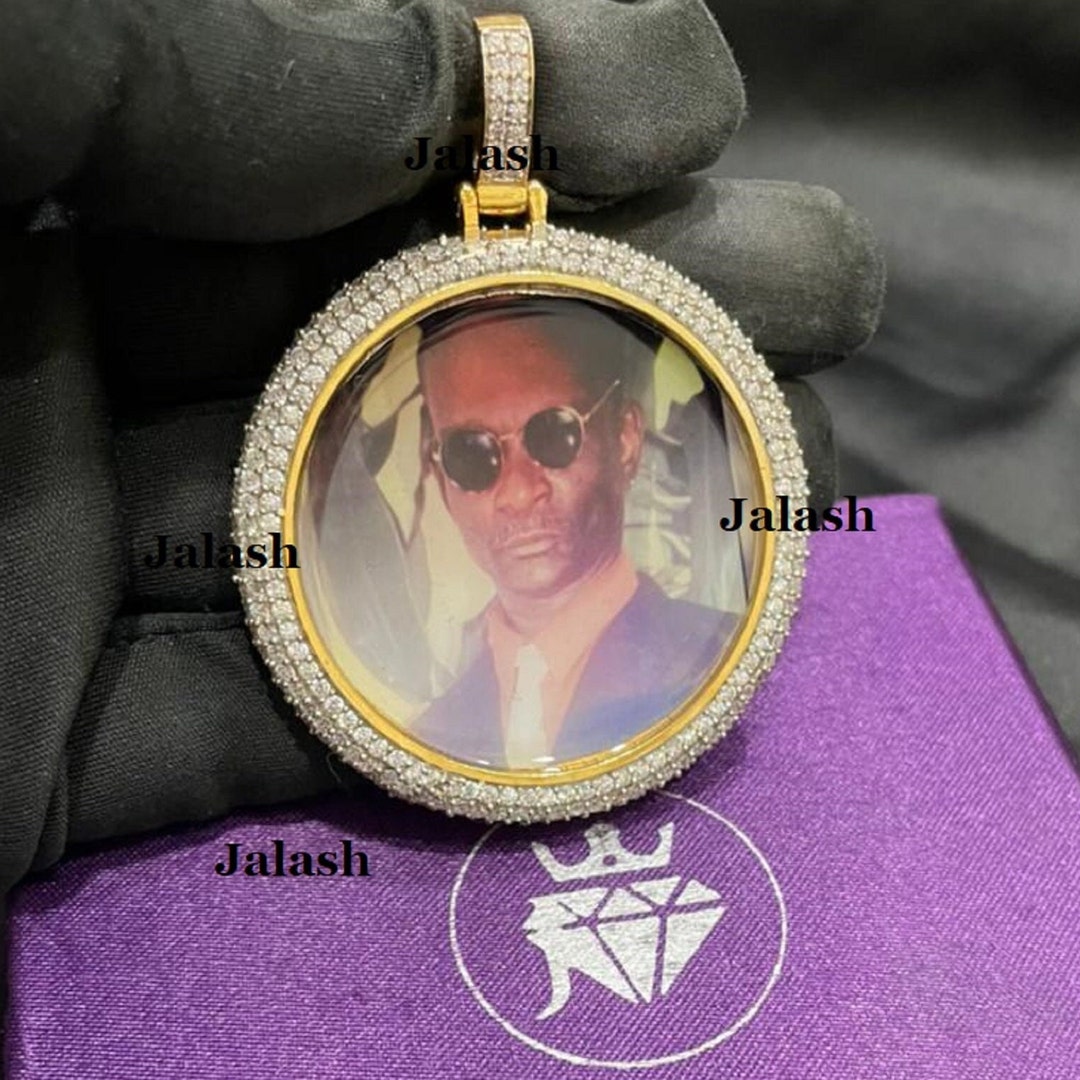 Men's Custom Picture Pendant: Iced Moissanite 925 Silver Memory Pendant ...