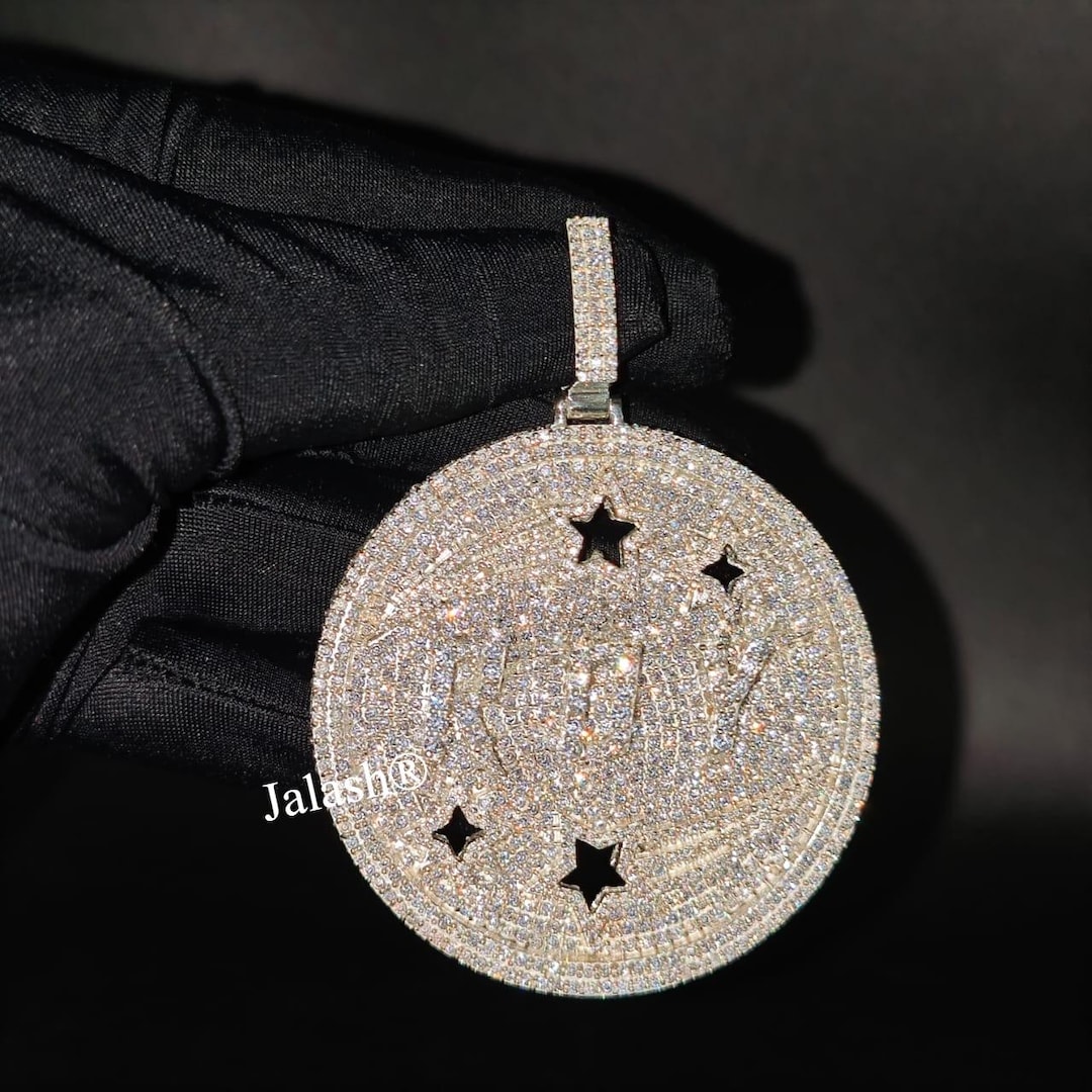 Bust Down Any 3 Personalized Letter Pendant / Real Moissanite Medallion ...