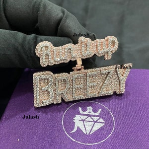 Moissanite Name Pendant/ Breezy Name Iced Moissanite Charm / Iced Name ...