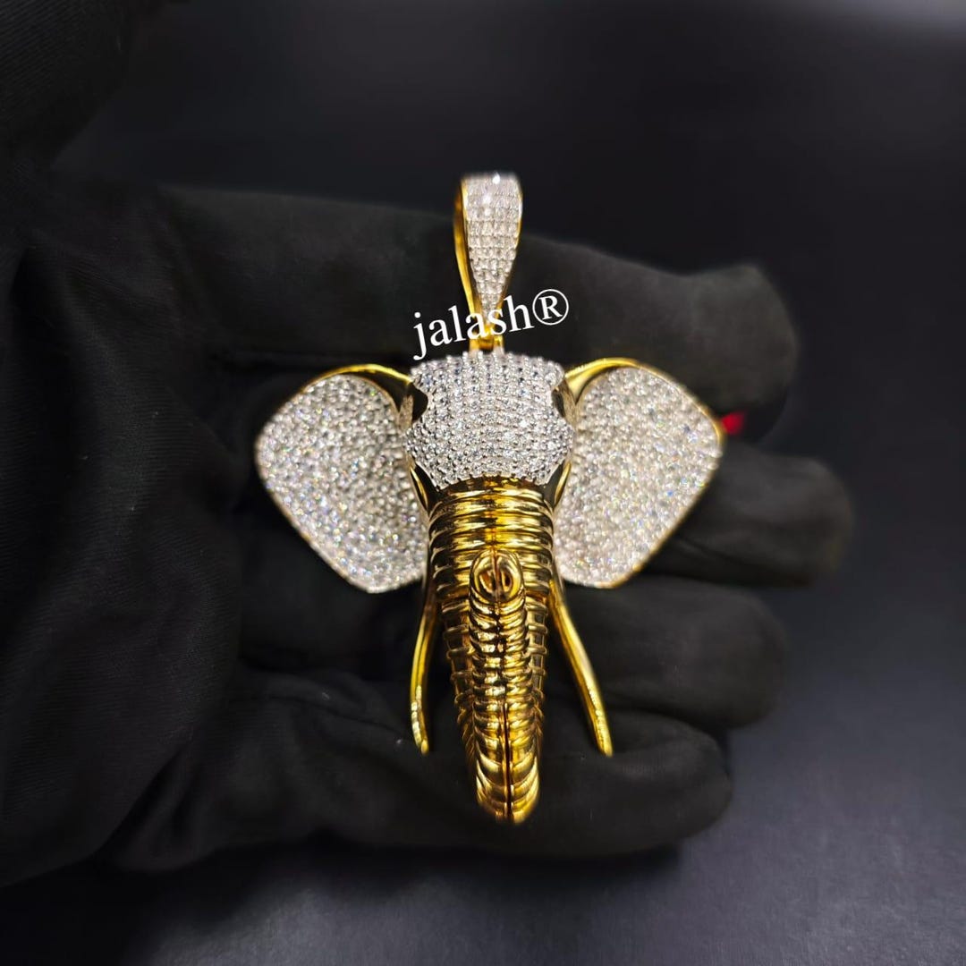 Moissanite Iced Elephant Pendant: 925 Silver Men's Jewelry - Etsy