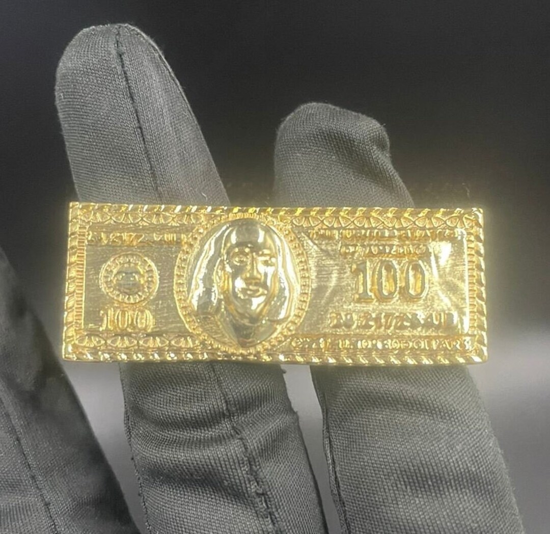 14k Gold Plated 100 Dollar Bill Ring, Hip Hop Statement Jewelry - Etsy