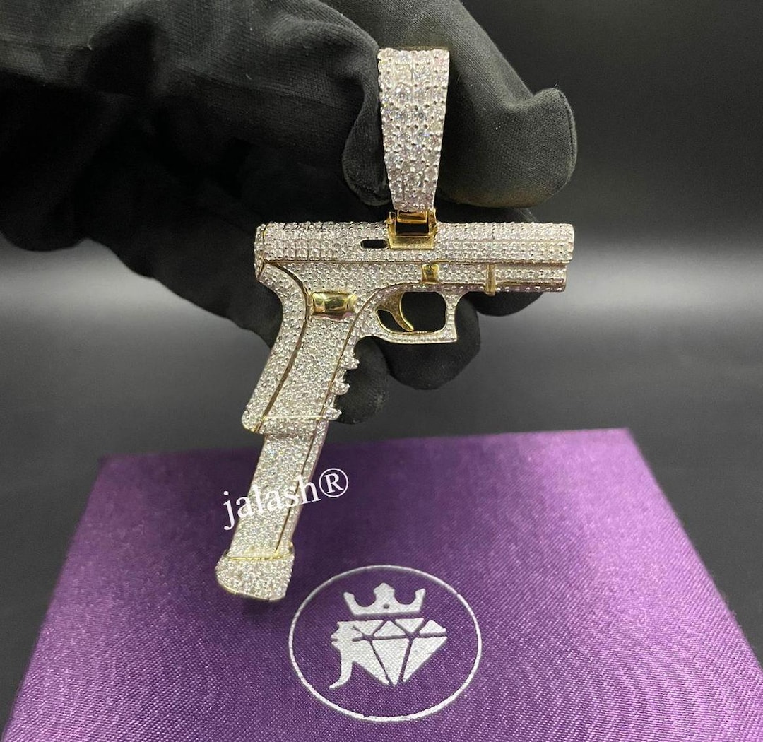Stylish Gift for Boyfriend / Moissanite Gun Pendant / Charm Moissanite ...