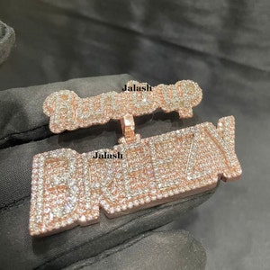 Moissanite Name Pendant/ Breezy Name Iced Moissanite Charm / Iced Name ...