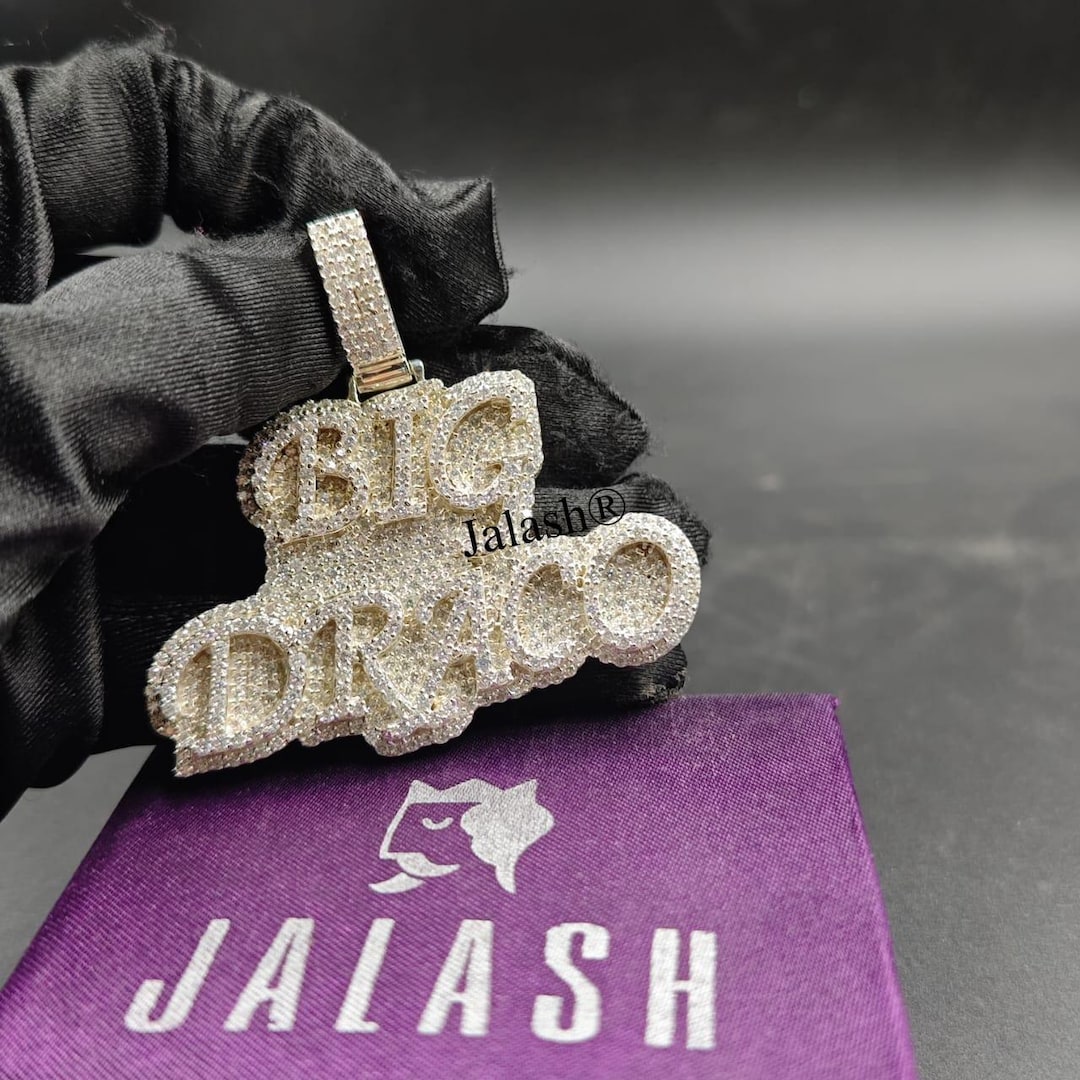 Iced "big Draco" Moissanite Pendant: Custom 925 Sterling Silver Charm ...