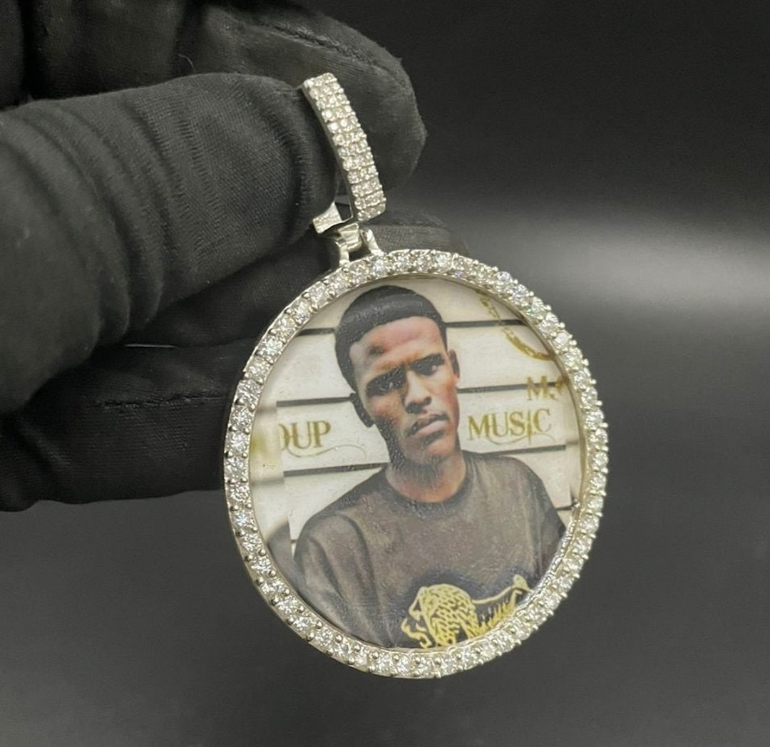 Memorable Picture Pendant for Him / Real Moissanite Men's Photo Pendant ...