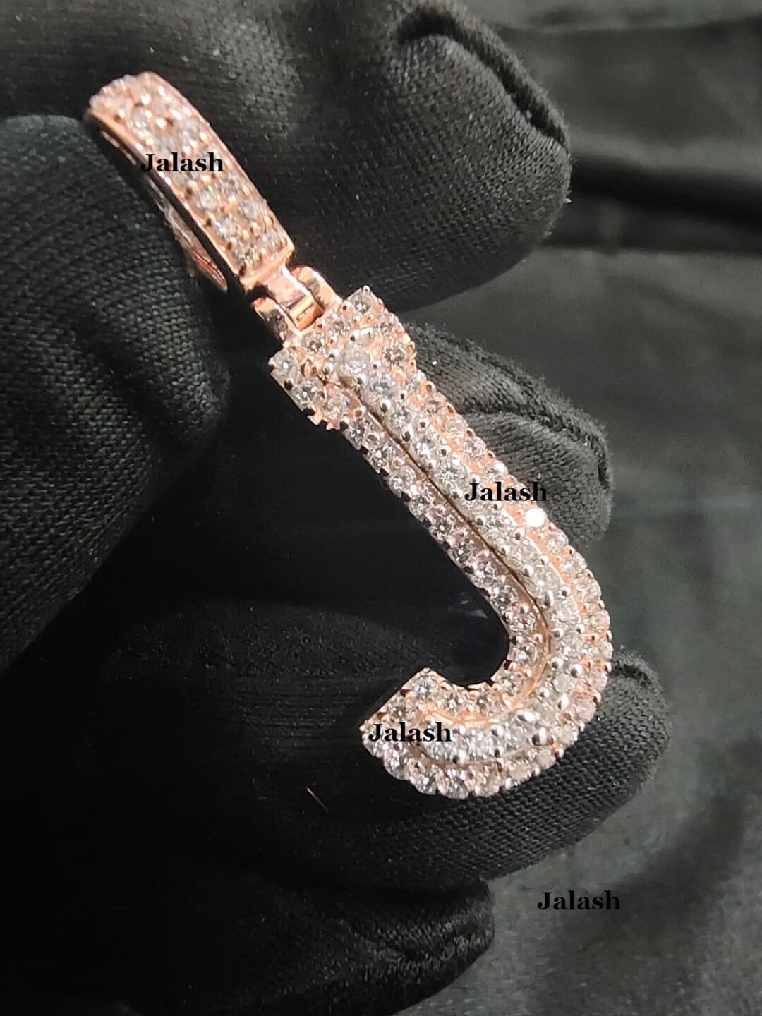 Iced Moissanite Custom Letter J Pendant, 10k Real Gold Initial J Letter ...