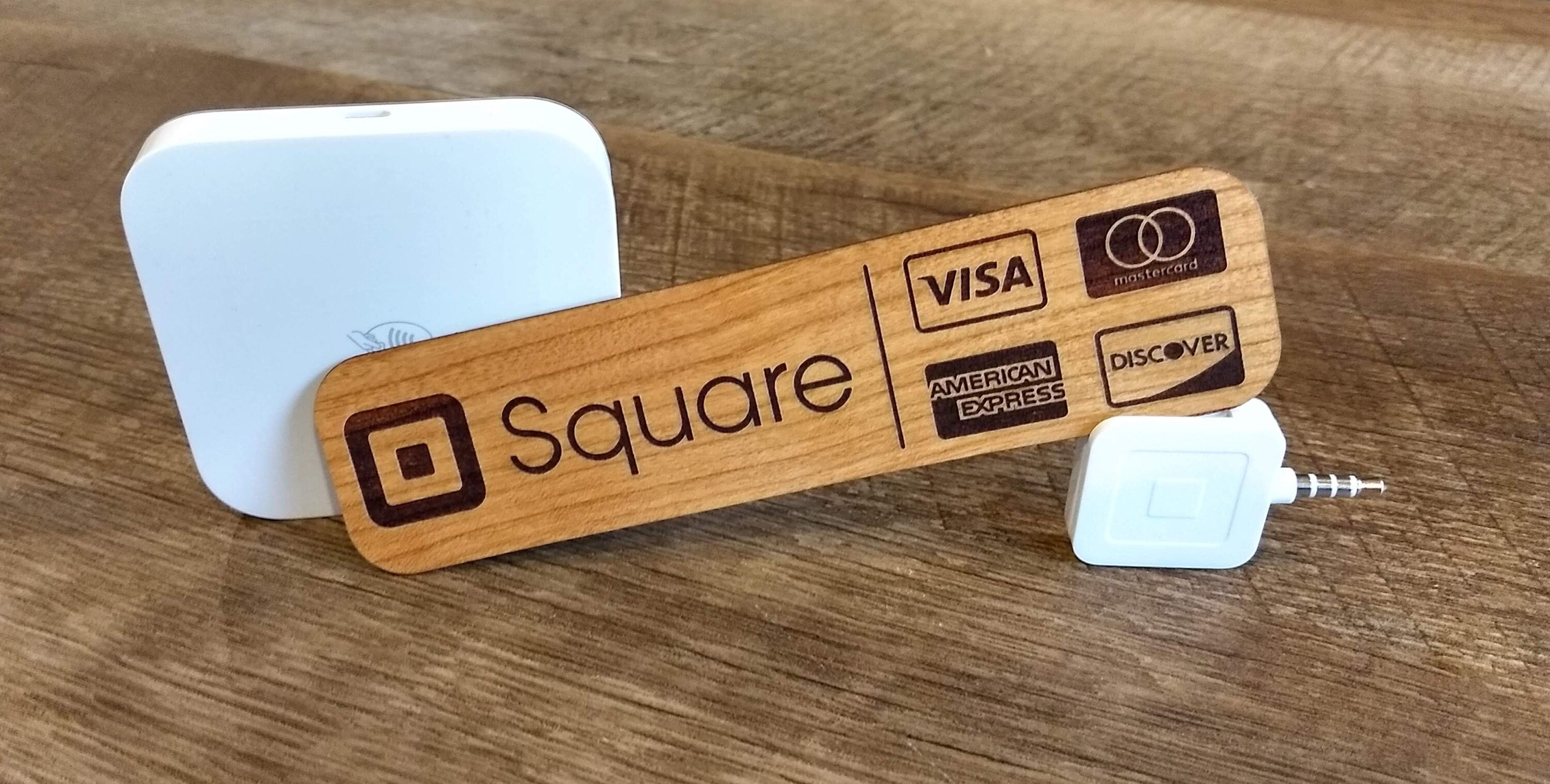 Square Card Reader Sign (cherry Veneer) - Etsy