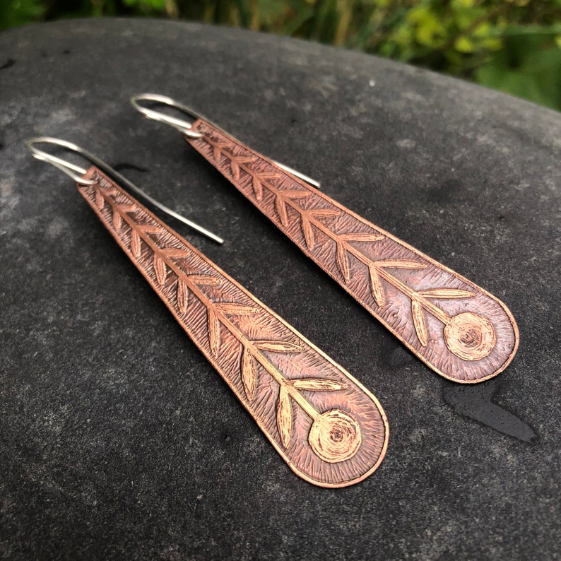 Hand Hammered Etched Copper hanging Flower - Etsy