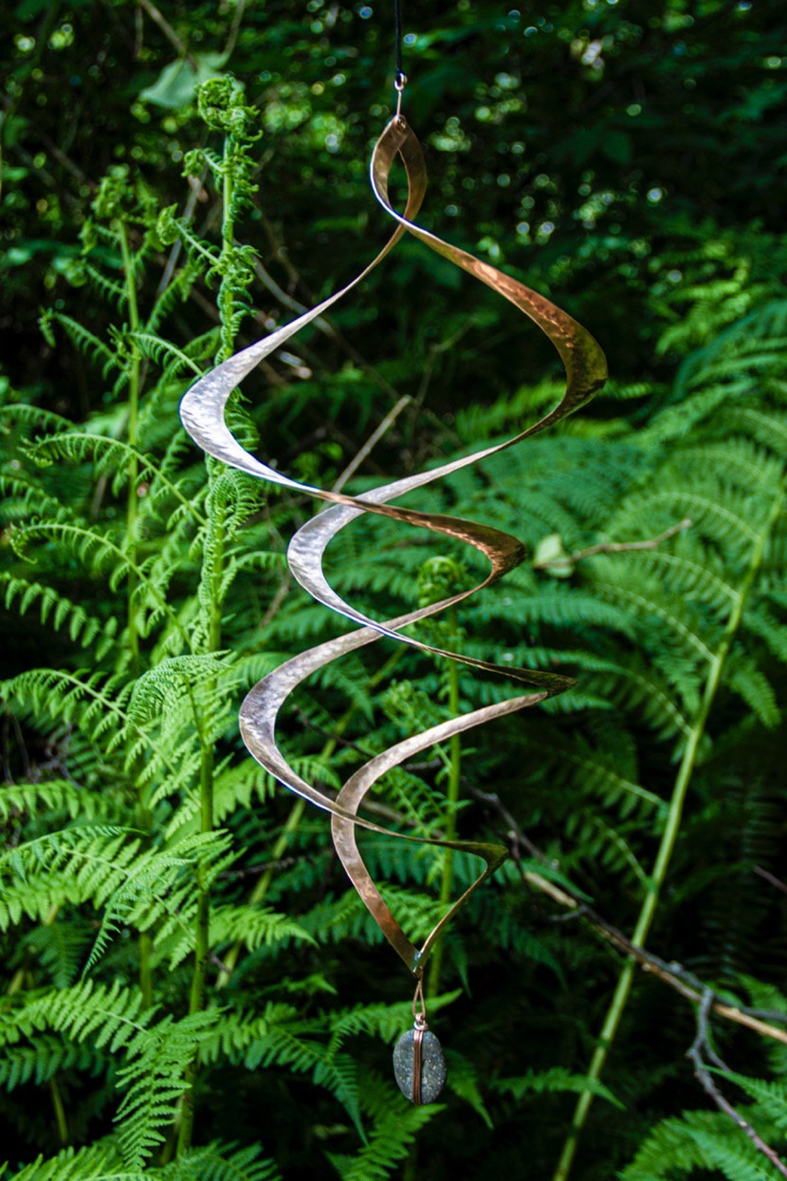14" Hanging Pounded Copper Kinetic Wind Sculpture Double Helix - Etsy